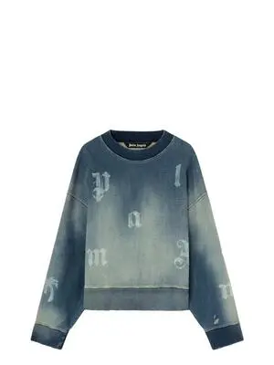 Palm Angels Logo-print Washed Sweatshirt - Blue