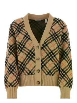 Burberry Checked Cashmere Cardigan - Neutrals