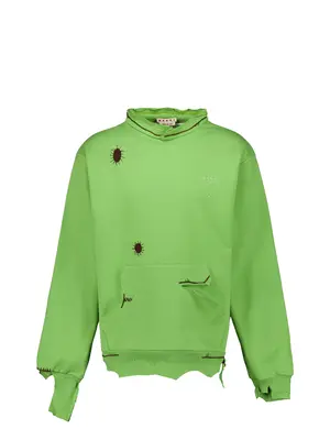 Marni Embroidered Distressed Sweatshirt - Green