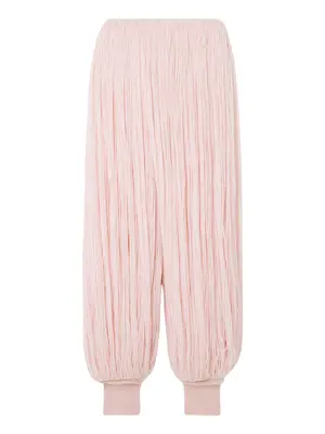 Alaïa Fringed Wool Tapered Pants - Pink