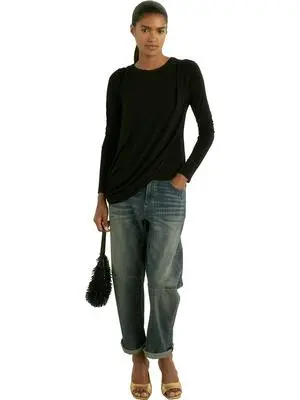 REISS Reiss Ellie Draped-Jersey Top Black