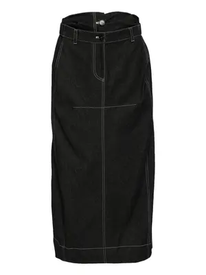 LOW CLASSIC Double Waist Maxi Denim Skirt - Black