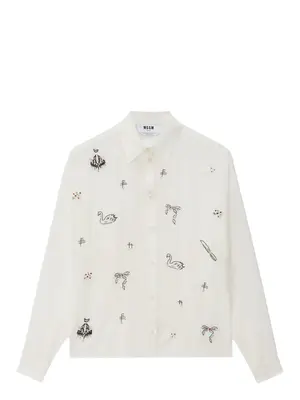 MSGM Beaded Button-up Shirt - White