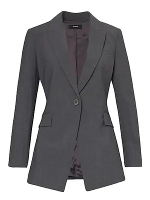 Theory Etiennette Single-breasted Stretch-wool Blazer - Charcoal Melange