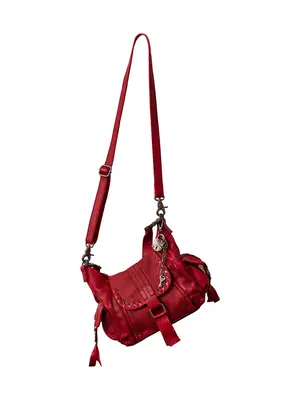 Free People Free People We The Free Baby Leigh Leather Crossbody Bag Crimson