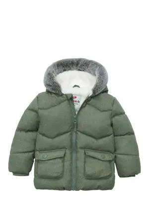ROKKA&ROLLA Fleece Lined Puffer Coat - Pine Green