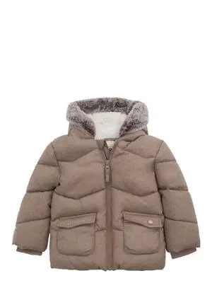 ROKKA&ROLLA Fleece Lined Puffer Coat - Warm Beige