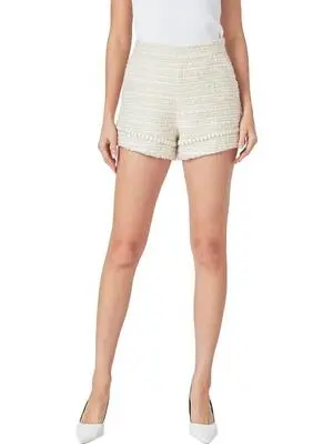 Endless Rose Tweed High-waist Shorts - Ivory