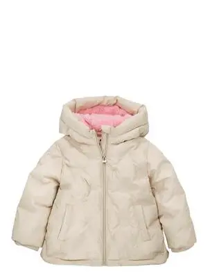ROKKA&ROLLA Fleece Lined Puffer Jacket - Ivory