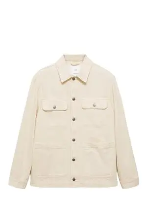 Mango Workwear Denim Overshirt - Ecru