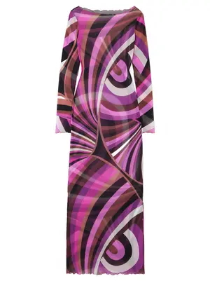 Emilio Pucci Crystal-embellished Printed Tulle Maxi Dress - Pink