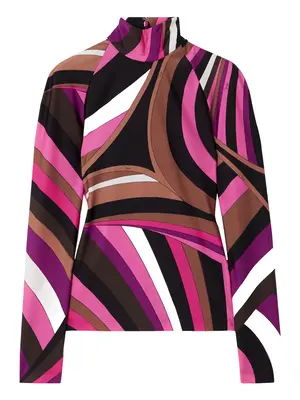 EMILIO PUCCI PUCCI Printed Stretch-jersey Turtleneck Top