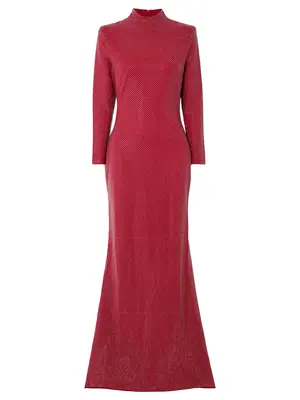 Solace London Vivienne Crystal-embellished Gown - Red