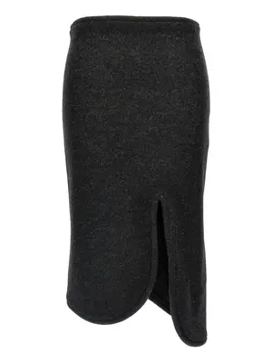 Victoria Beckham Padded Tube Detail Wool Skirt - Gray