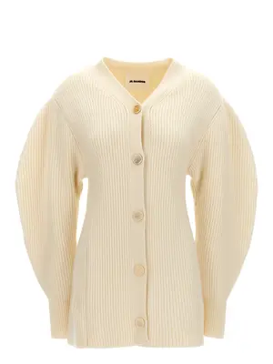 JIL SANDER Ribbed Cardigan - White