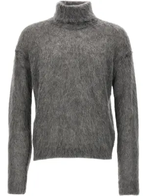 Saint Laurent Mohair Turtleneck Sweater - Gray
