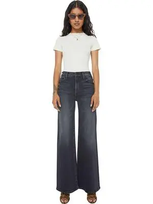 MOTHER Petites The Lil Hustler Roller Sneak Jeans - Black
