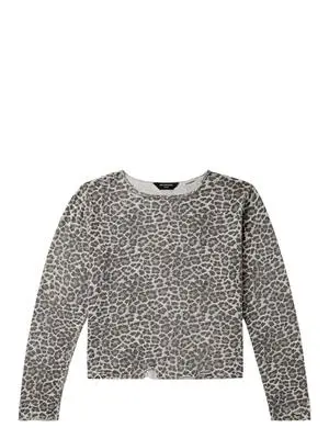 Balenciaga Leopard-print Brushed-cotton Sweater - Gray