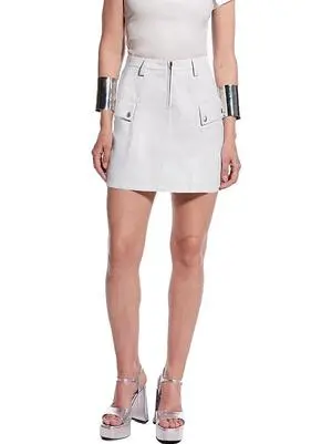 AS By DF Jameson Recycled Leather A-line Mini Skirt - White