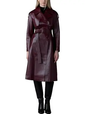 Mackage Mackage Carmela Leather Trench Coat Garnet