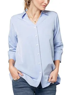 MARION 3/4 Sleeve Maternity & Nursing Button Down Shirt - Pale Blue