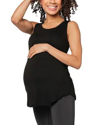 MARION Double Layer Maternity & Nursing Tank Black