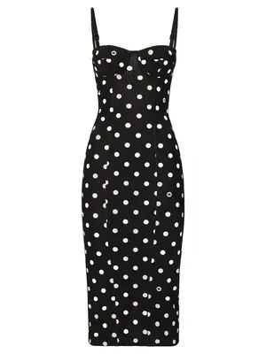 Dolce & Gabbana Marquisette Sheath Dress With Polka-dot And Corset Details - Print
