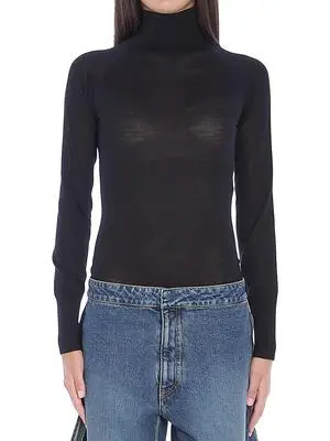 Alaïa Bodysuit In Sheer Knit - Black