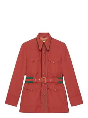 Gucci Gg Trefoil Jacquard Jacket - Brick Red