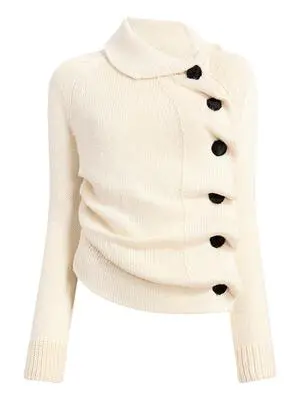 Khaite Khaite Lorrai Asymmetric Silk Cardigan Neutral
