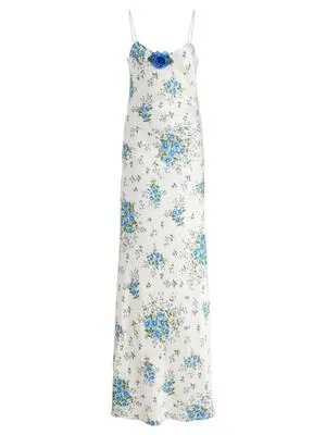 RODARTE Floral-Print Silk Slip Gown