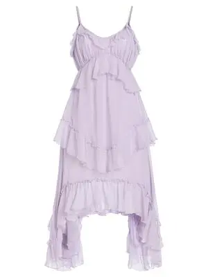 RODARTE Ruffled Silk-chiffon Midi Dress - Purple