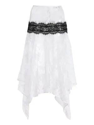 RODARTE Asymmetric Lace Midi Skirt - White