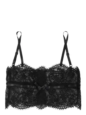 Dolce & Gabbana Satin-trimmed Chantilly Lace Top - Black