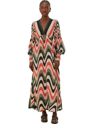 Farm Rio Wave Gradient Maxi Dress - Wave Gradient Multicolor | Editorialist