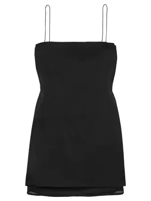 Jacquemus The Mia Layered Crepe De Chine-trimmed Satin Mini Dress - Black
