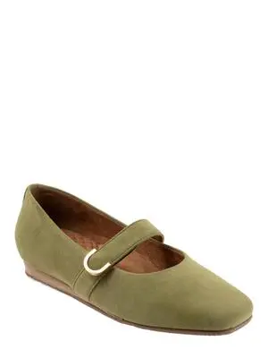 Softwalk Valdivia Mary Jane Flat - Olive Suede