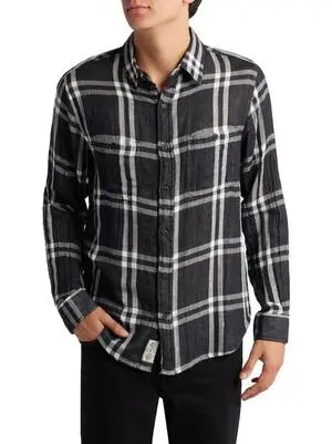 SCHOTT Plaid Double Weave Work Shirt - Black