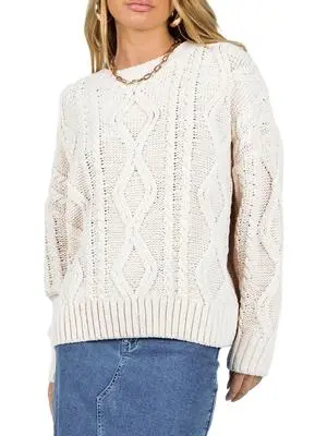 Princess Polly Anaya Oversized Cable Stitch Sweater - Beige