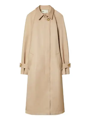 Tory Burch Viscose Trench Coat Beige Sky