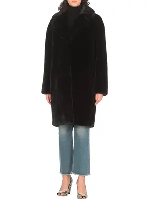 STAND STUDIO Fur Coat Black