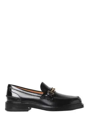 TOD'S Leather Loafers With Gold Tone Hardware - Black