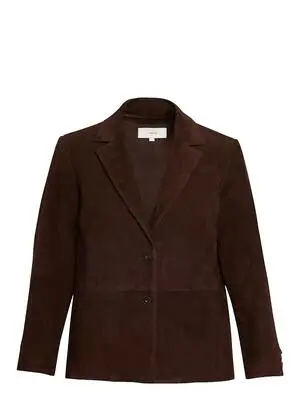Vince Single-Breasted Suede Blazer Choc