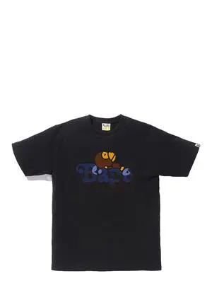 A BATHING APE Camo Milo On Tee Shirt - Black/blue