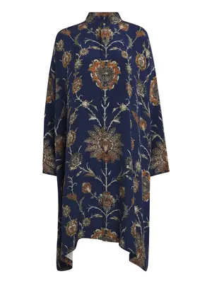 Eskandar Silk Longline Shirt Blue