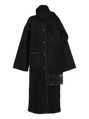TOTEME Embroidered Wool-blend Scarf Coat - Black