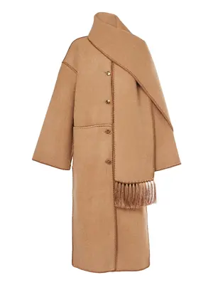 TOTEME Embroidered Wool-blend Scarf Coat - Brown