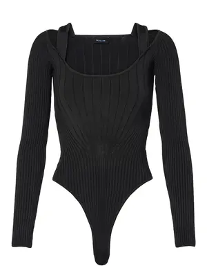 MUGLER Knitted Bodysuit - Black