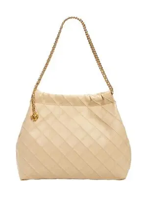 Tory Burch Tory Burch Fleming Quilted Leather Hobo Bag Vanilla Soft Serve