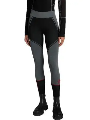 Moncler Logo High Waist Rib Sweater Leggings Black